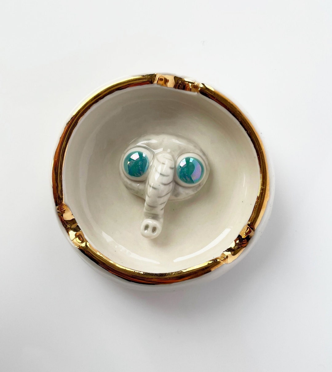 Porcelain Elephant Ashtray, Ceramic Dish, Cute Elephant Figurine, White ...