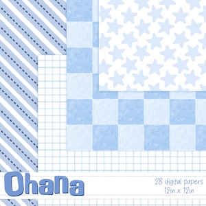 Blue Ohana Scrapbook Paper Set: Tropical Stitch Design Elements ...