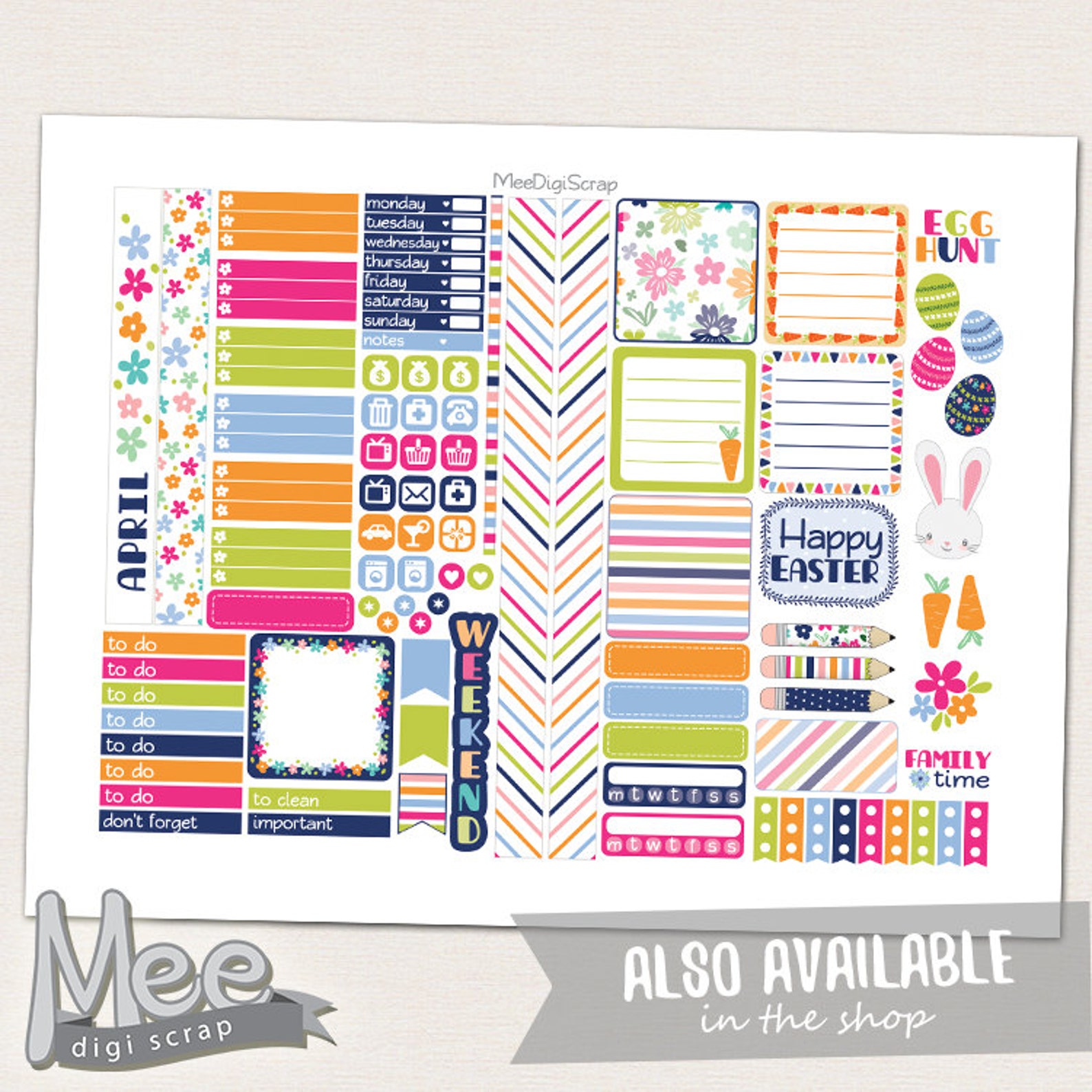 Easter Planner Stickers Printable for Happy Planner - Etsy