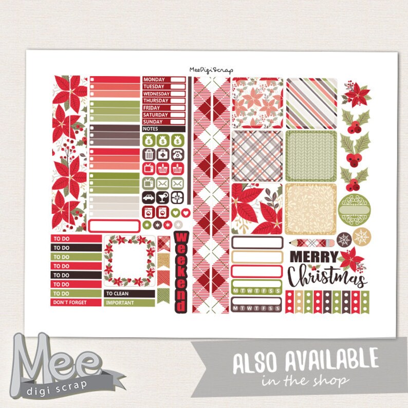 Christmas Planner Stickers PRINTABLE for Use With Erin Condren | Etsy