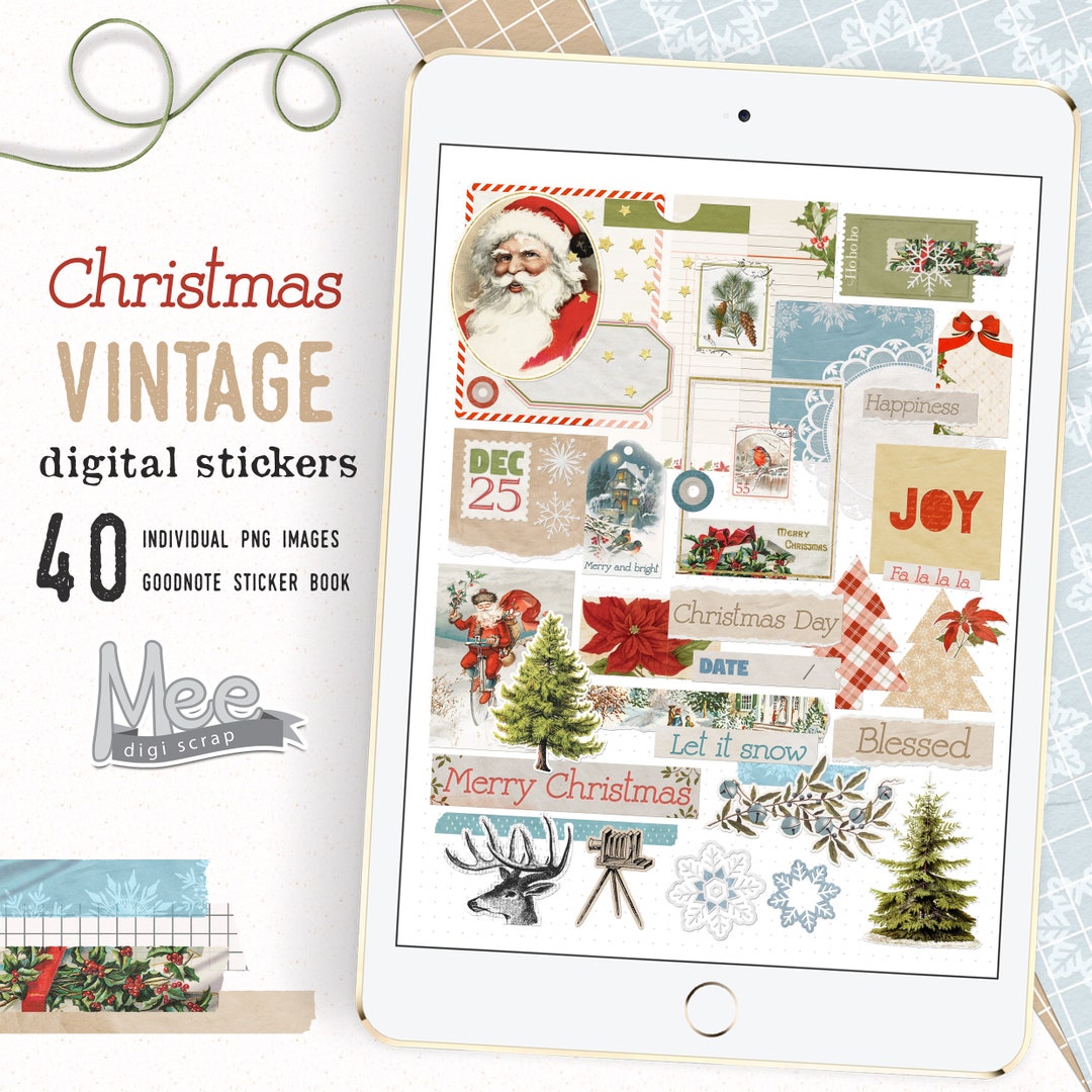 Vintage Christmas Digital Stickers: Goodnotes Planner (PNG) - Etsy