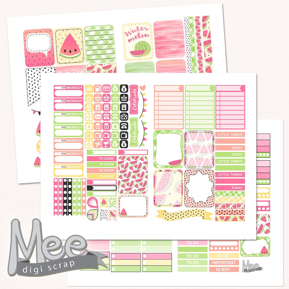 Watermelon planner stickersprintable planner | Etsy