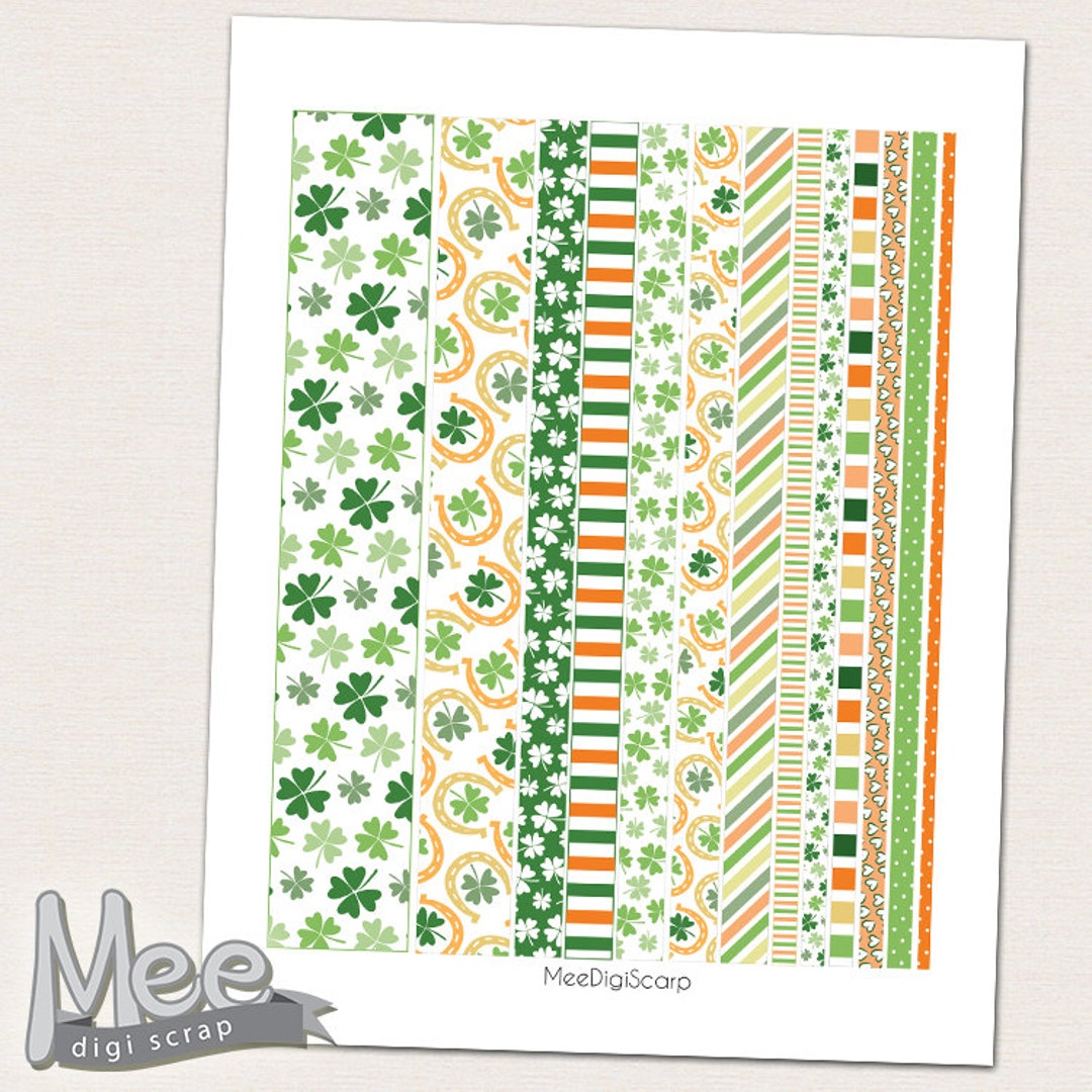 St. Patricks Day Printable Washi Tape,march Washi Stripes,masking Washi ...