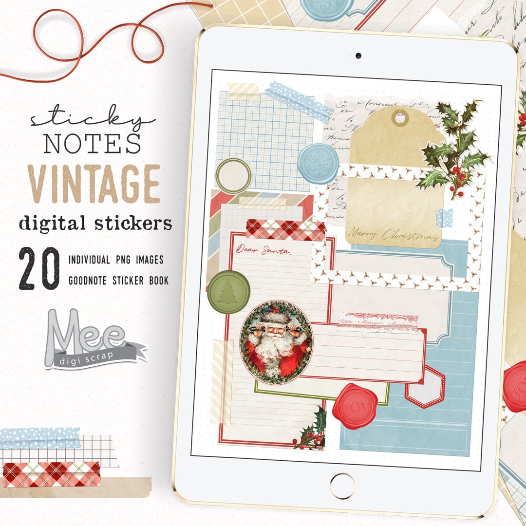 Digital Journal Stickers,christmas Sticky Notes,vintage Stickers,digi ...