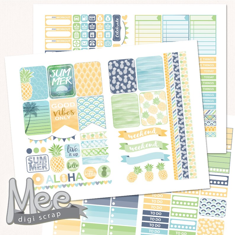 Tropical Pineapple Planner Stickers for Erin Condren - Etsy