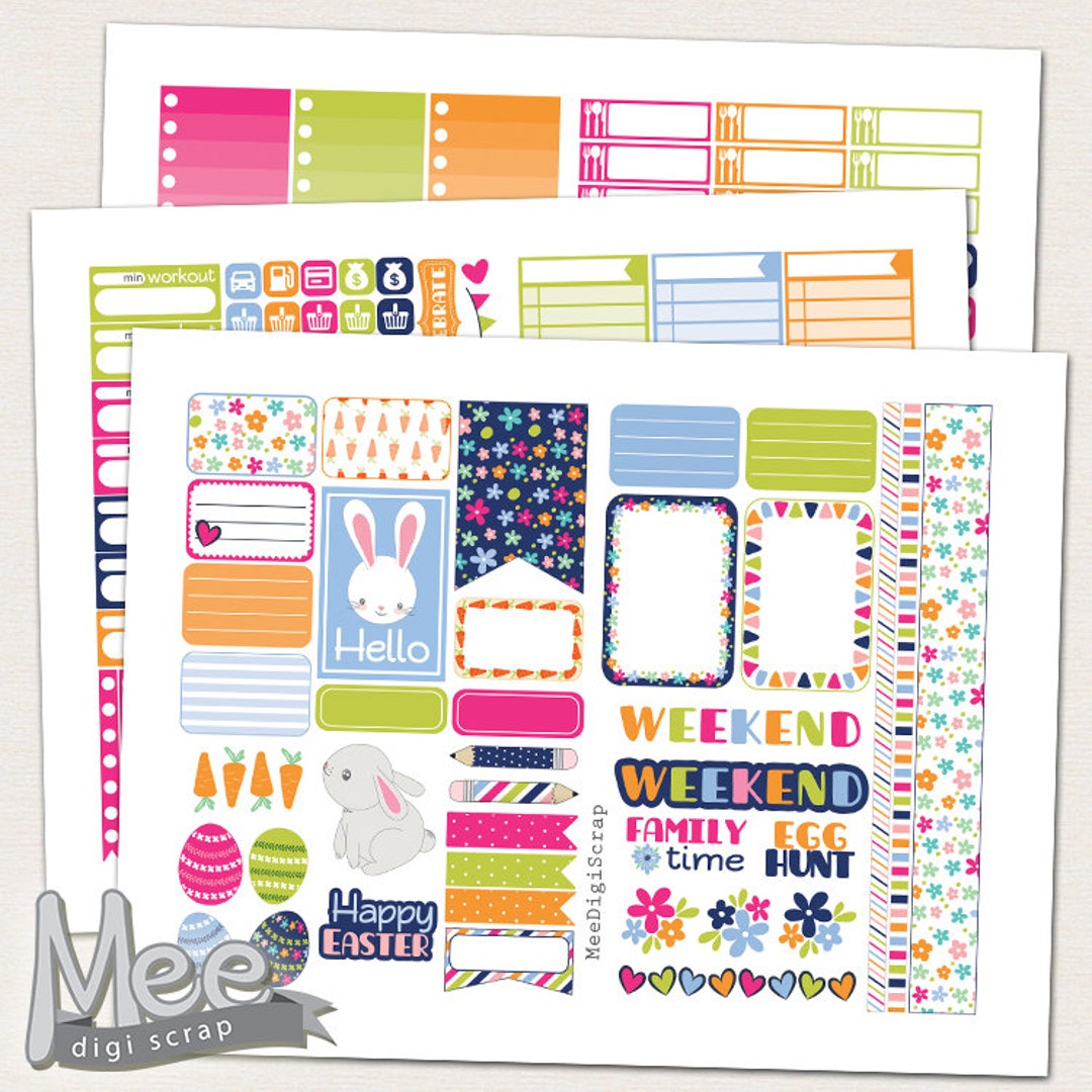 Easter Planner Stickers Printable for Happy Planner Classic,spring ...