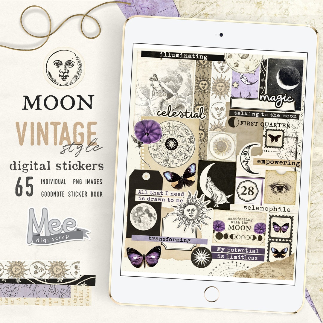 Moon Digital Planner Stickers: Celestial Gothic Bujo (goodnote, PNG) - Etsy