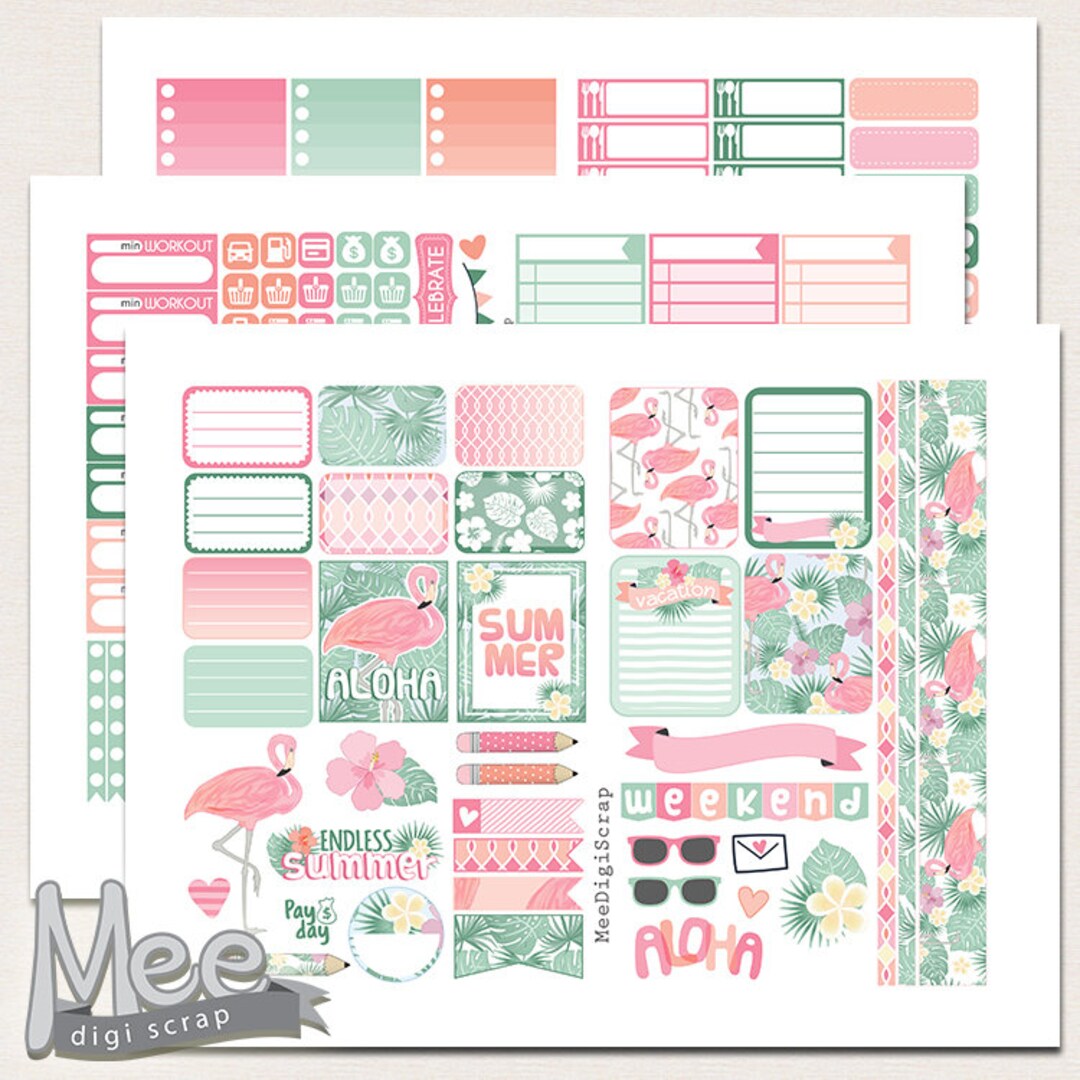 Summer Planner Stickers Printable Weekly Kit for Erin Condren Life ...