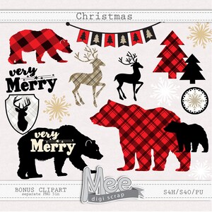 Christmas Digital Paper,buffalo Plaids Digital Papers,scrapbook Digital ...