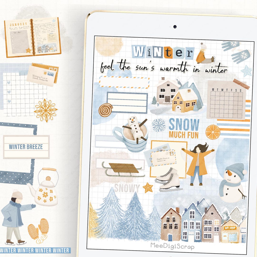 Winter Digital Planner Stickers,aesthetic PNG Stickers for Journals ...