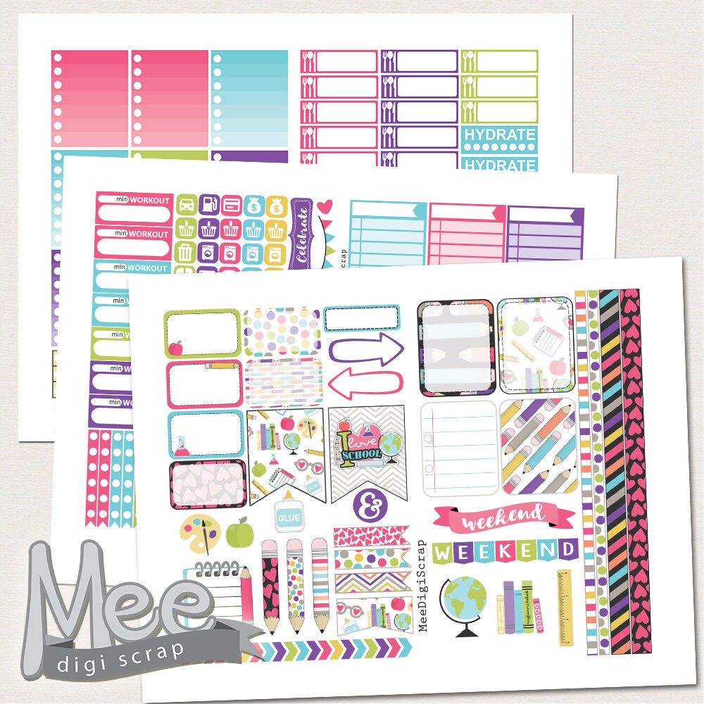 School printable planner stickers for EClpback to school | Etsy
