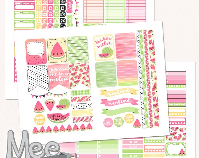 Watermelon Planner Stickers,printable Planner Stickers,watermelon ...