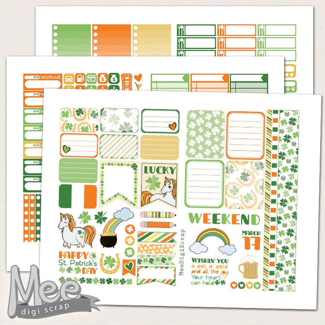 St. Patrick's Day Planner Stickerseclp Size Weekly Kit - Etsy