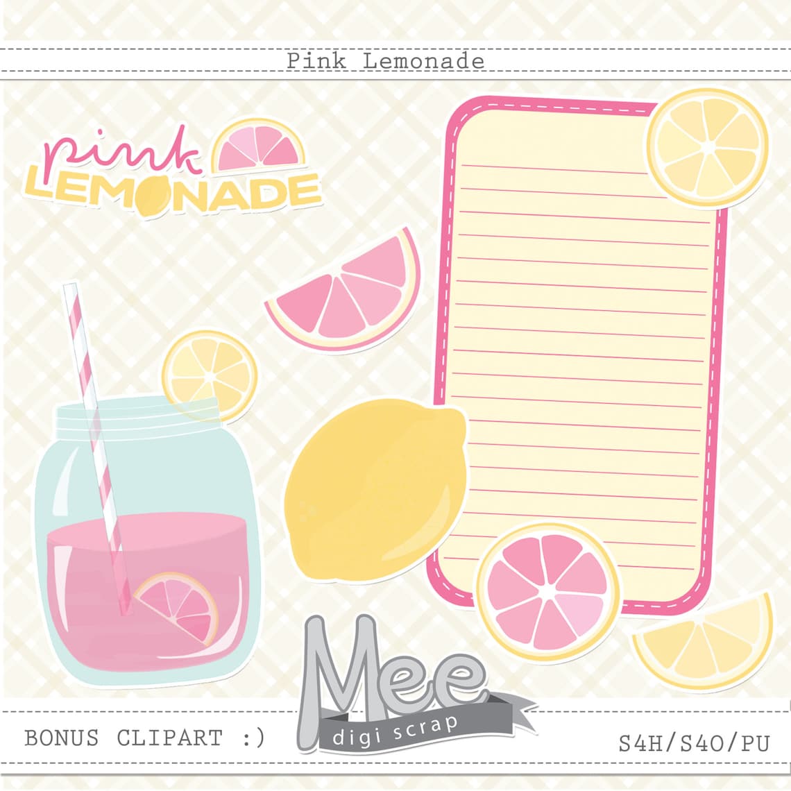 Pink Lemonade Digital Paper Pack: Scrapbook Clipart (digital Download ...
