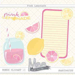 Pink Lemonade Digital Paper Pack: Scrapbook Clipart (digital Download ...