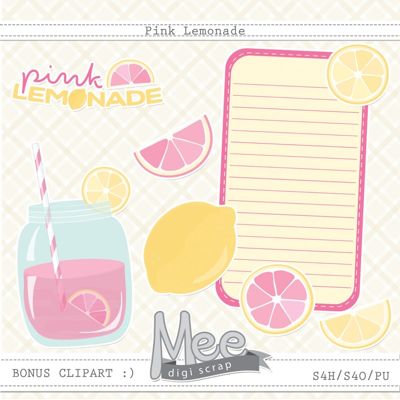 Pink Lemonade Digital Paper Pack: Scrapbook Clipart (digital Download ...