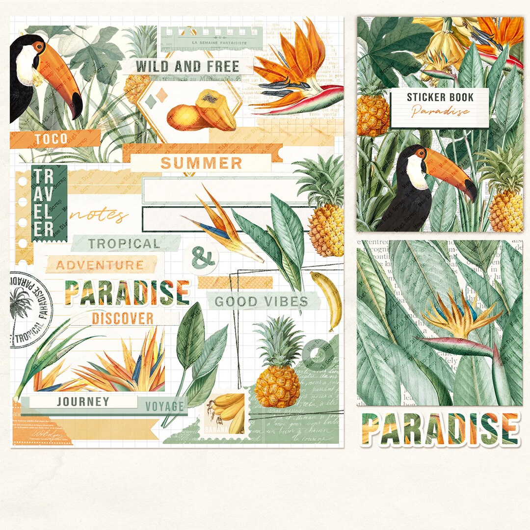 Tropical Summer Digital Planner Stickers,paradise Vacation Stickers ...