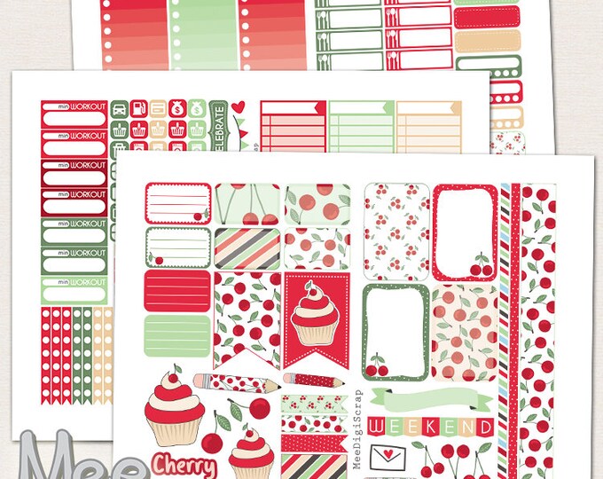 Printable Planner Stickers for Use With the Happy Planner,red Cherry ...