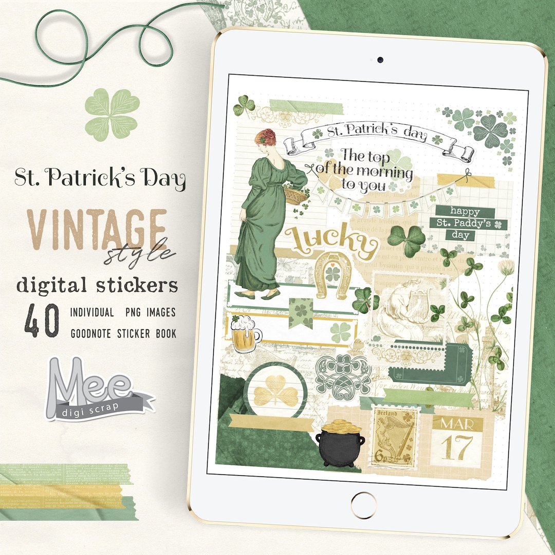 St. Patrick's Day Digital Planner Stickers Vintage Style for Use With ...