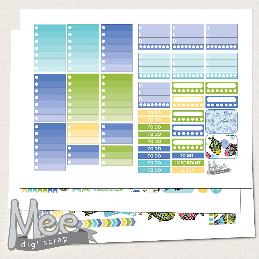 Summer printable planner stickers for Mambi/The Happy | Etsy