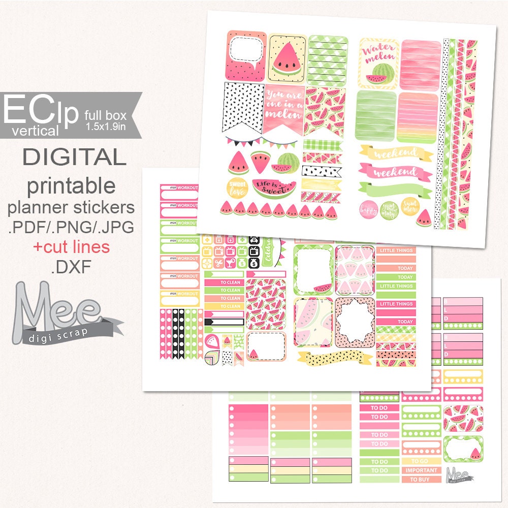 Watermelon planner stickersprintable planner | Etsy