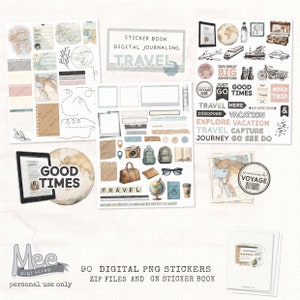 Travel Planner Stickers: Digital Scrapbook Vacation Set (PNG, Goodnotes ...