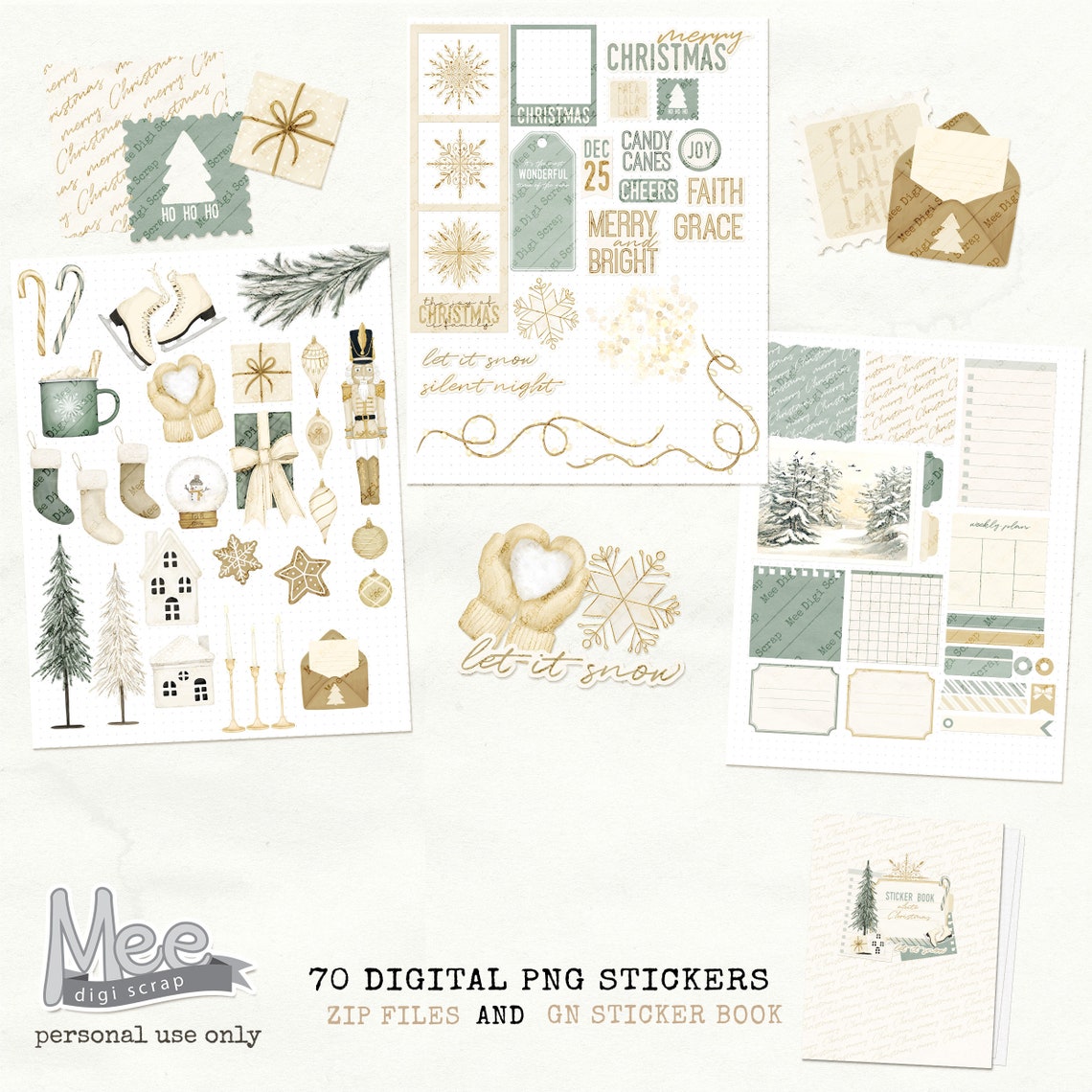 Winter Christmas Digital Planner Stickers: Hygge Bujo (PNG, Goodnotes ...