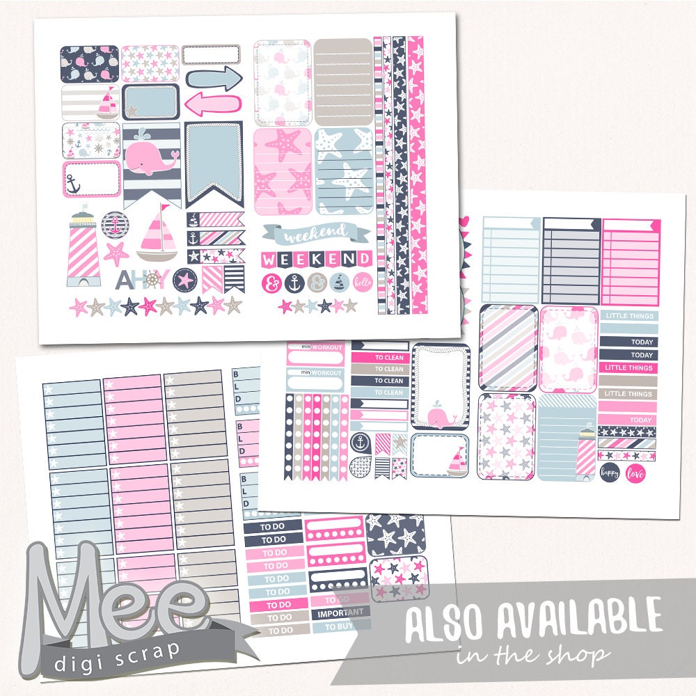 Nautical sticker kitTHP printable stickersred and navy | Etsy