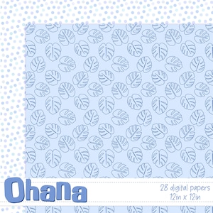 Blue Ohana Scrapbook Set,tropical Paper Background,cute Blue Stitch ...