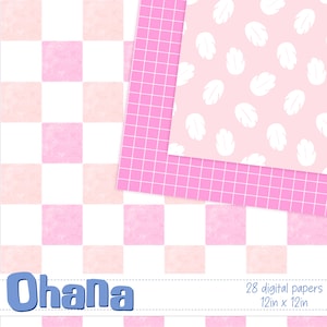 Blue Ohana Scrapbook Set,tropical Paper Background,cute Blue Stitch ...