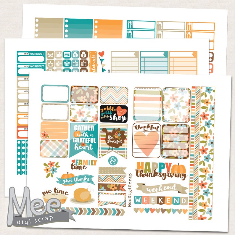 November Stickersthanksgiving Stickersprintable Planner - Etsy