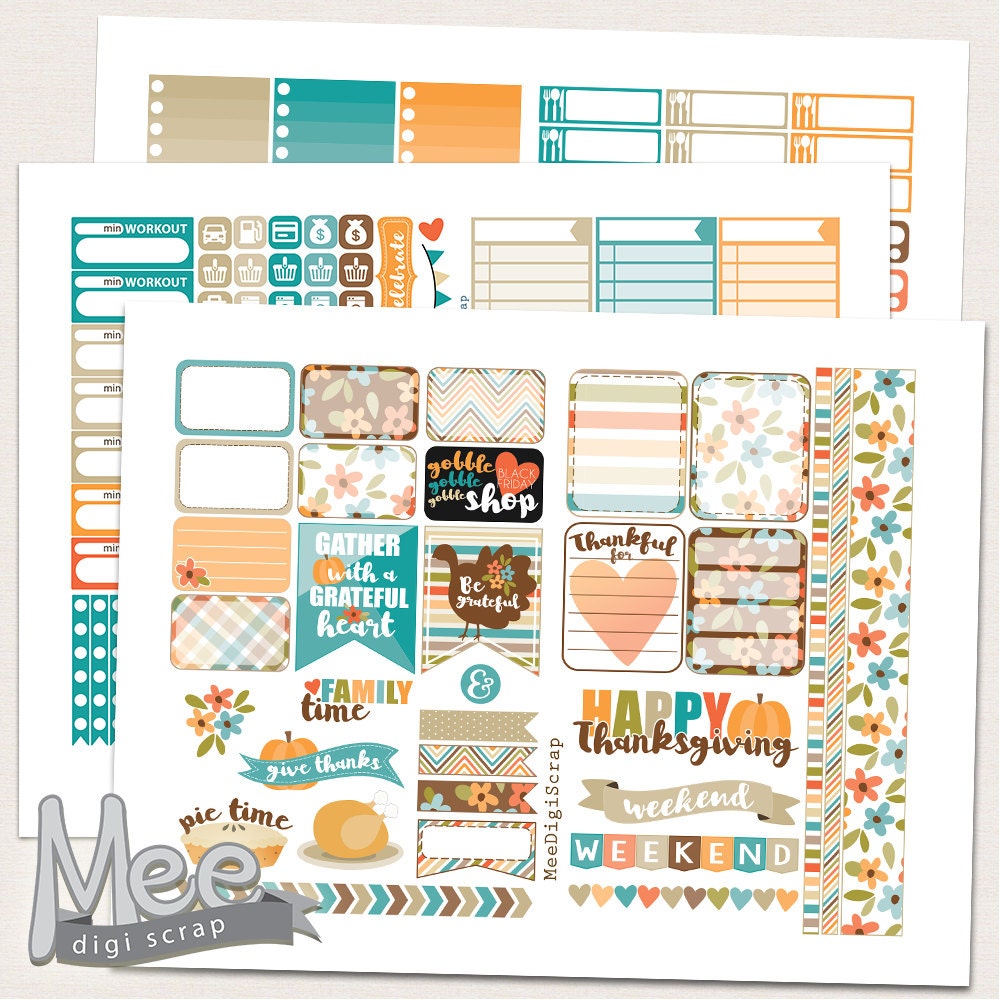November Stickersthanksgiving Stickersprintable Planner - Etsy