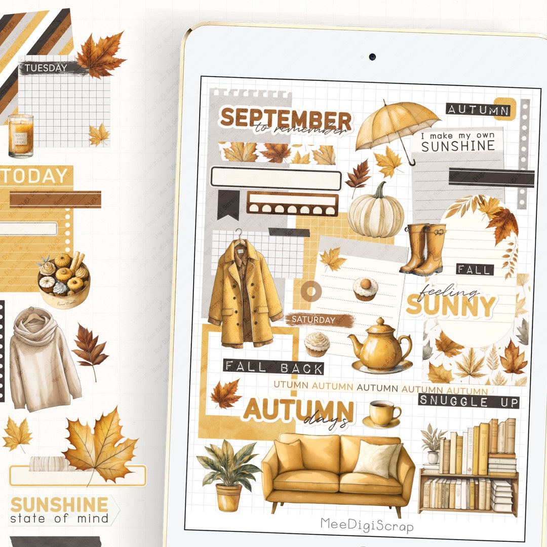 Sunny Fall Digital Stickers for Use in Digital Planners and Journals on ...