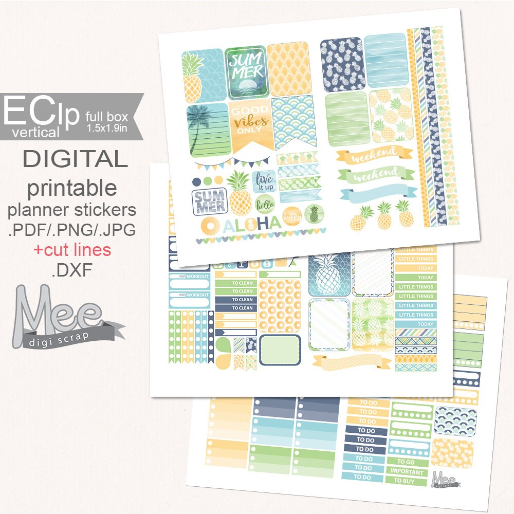 Tropical Pineapple Planner Stickers for Erin Condren | Etsy