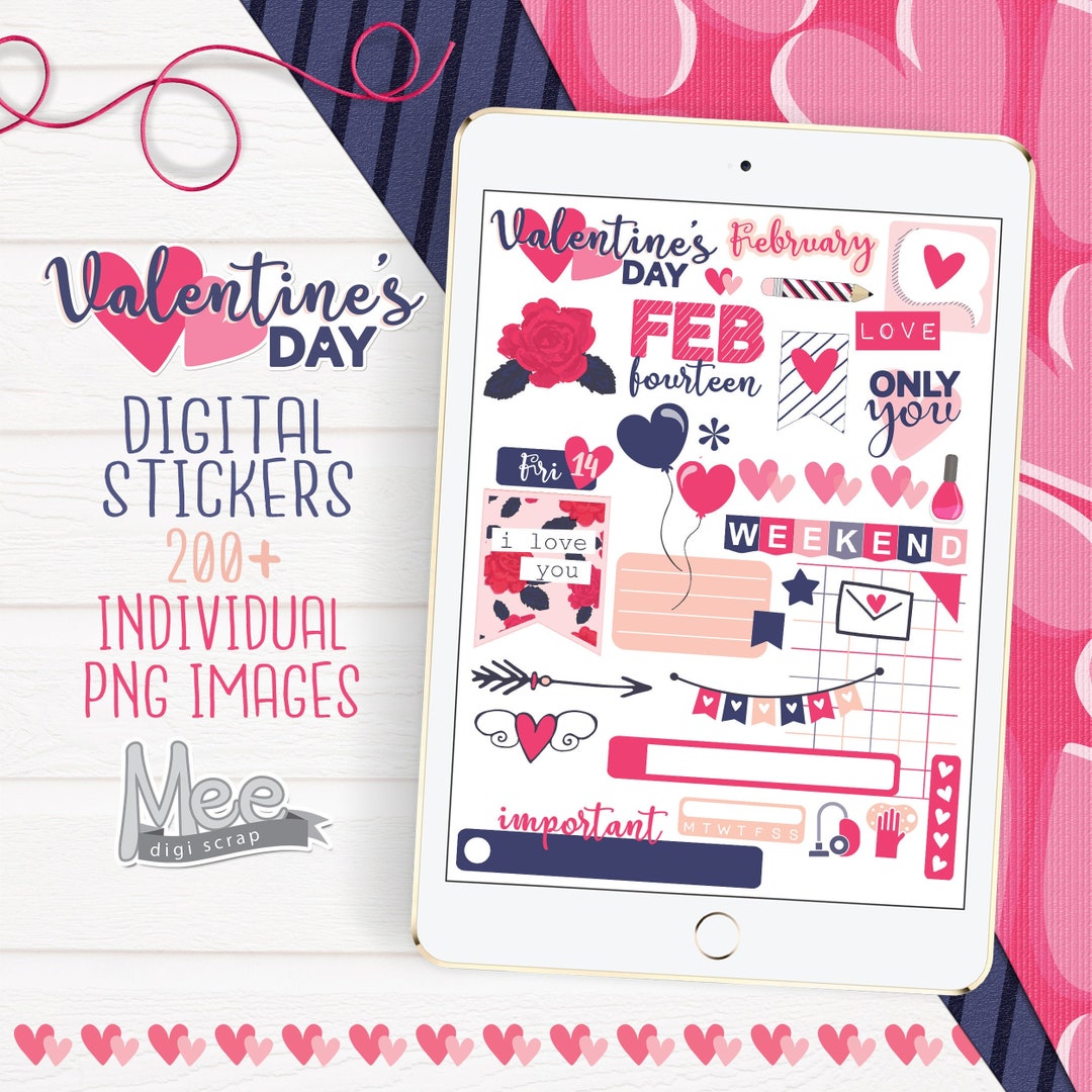 Valentines Day Digital Stickers,february Digital Stickers for Use With ...