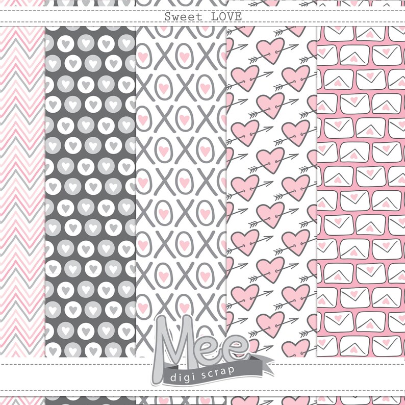 Sweet Love Digital Papersdigital Scrapbooking - Etsy