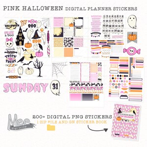 Pink Halloween Digital Planner Stickers for Use With Digital Planner ...