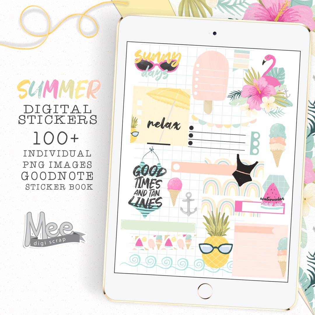 Tropical Summer Digital Planner Stickers: Flamingo PNG Clipart ...