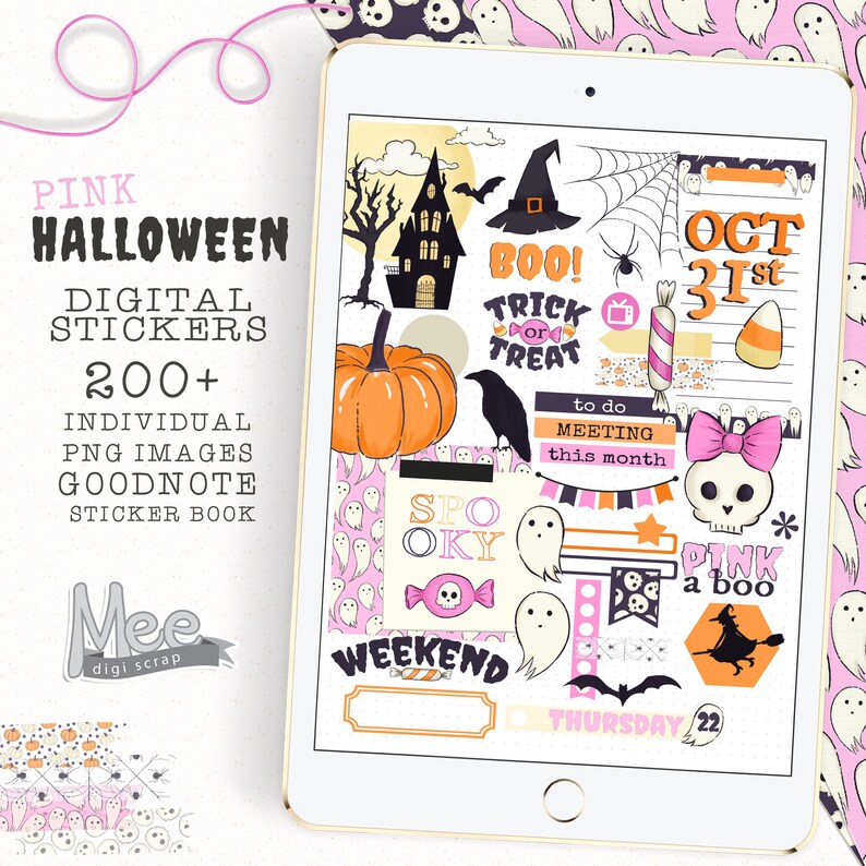 Pink Halloween Digital Planner Stickers for Use With Planners - Etsy