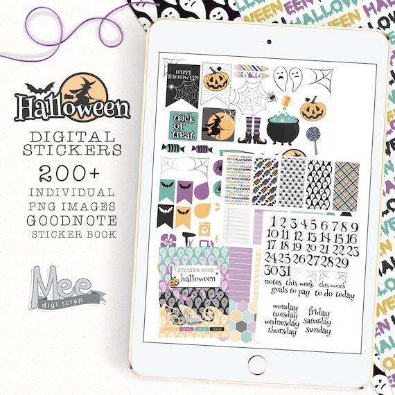 Halloween Digital Planner Stickersprecropped Digital Sticker - Etsy