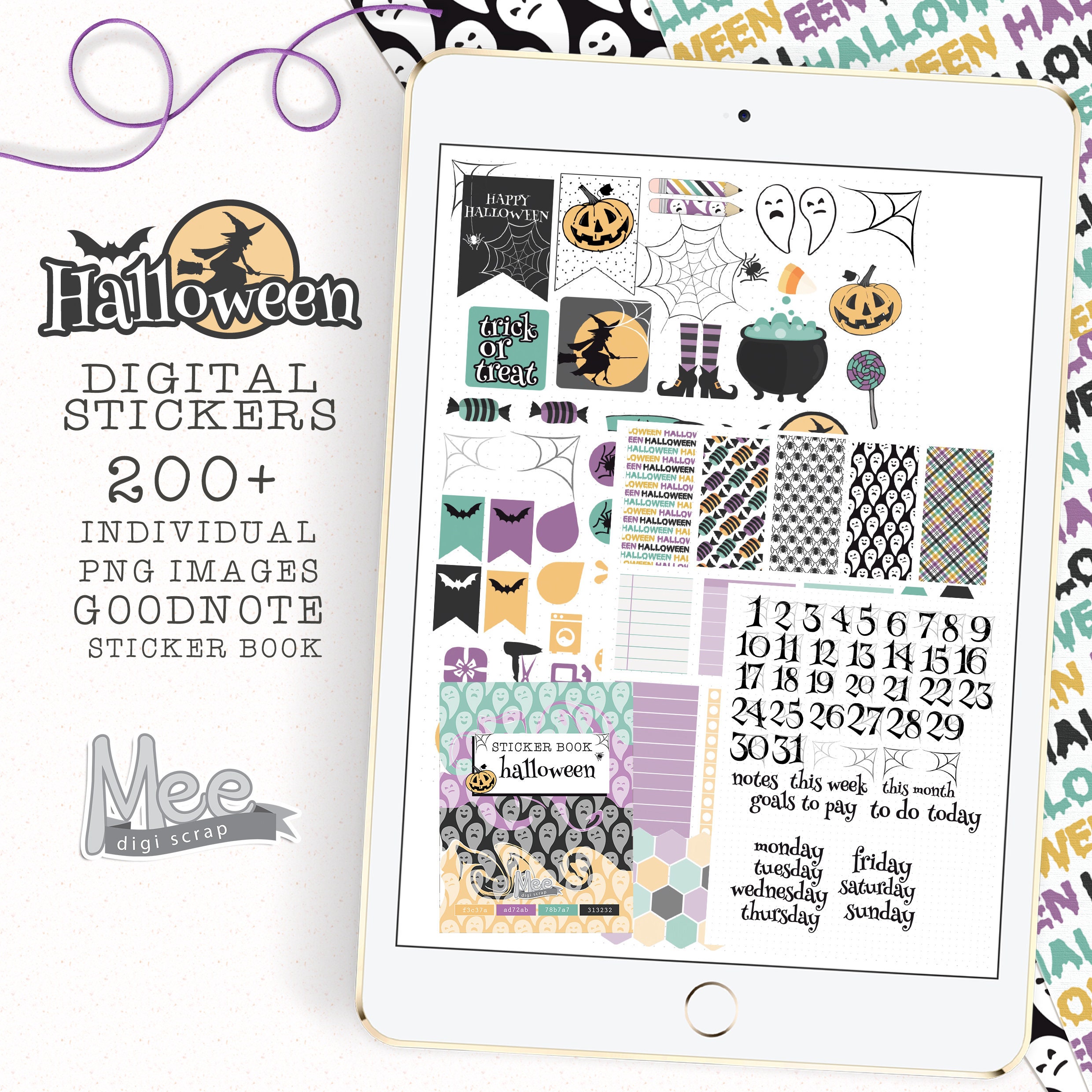 Halloween Digital Planner Stickersprecropped Digital Sticker - Etsy