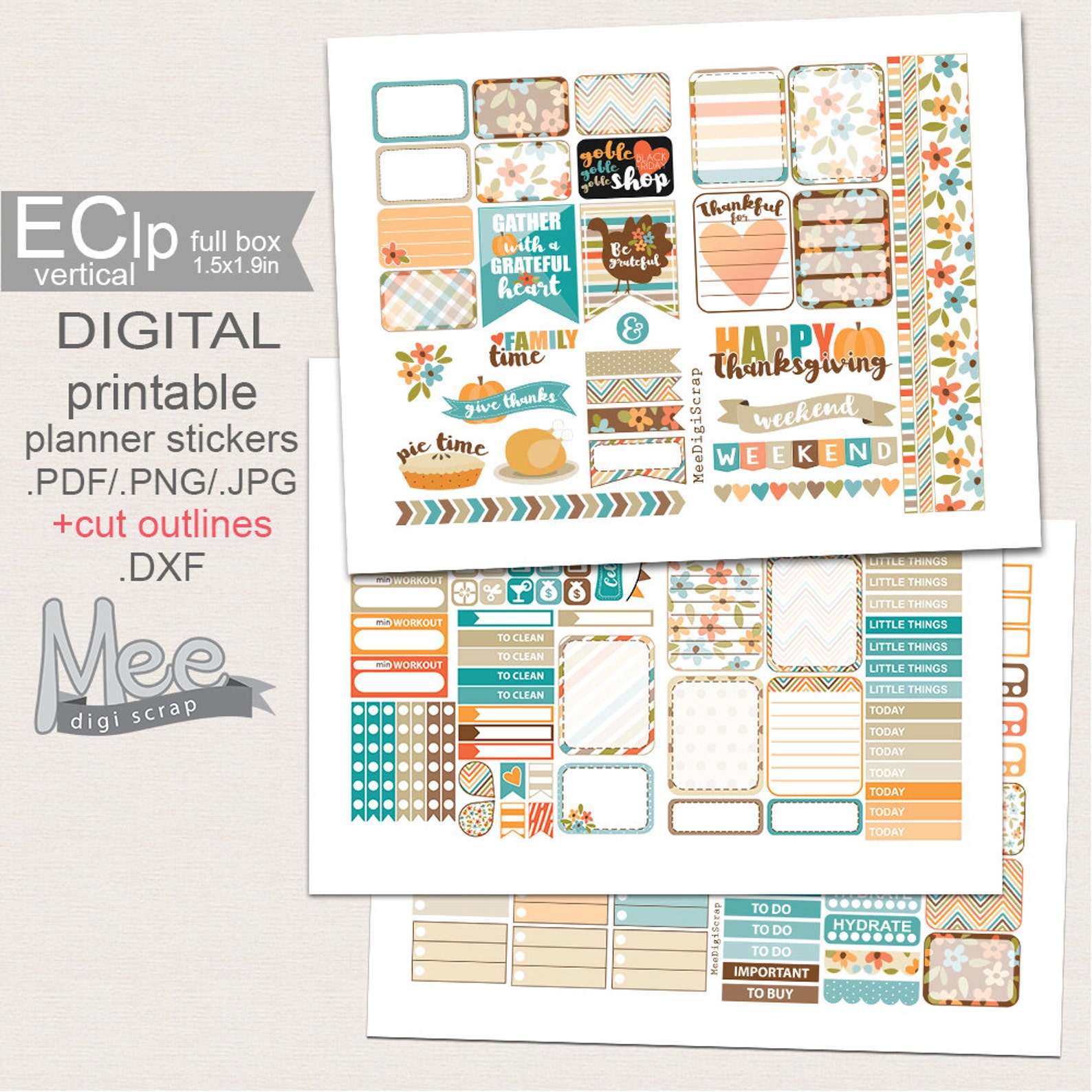 November Stickersthanksgiving Stickersprintable Planner - Etsy