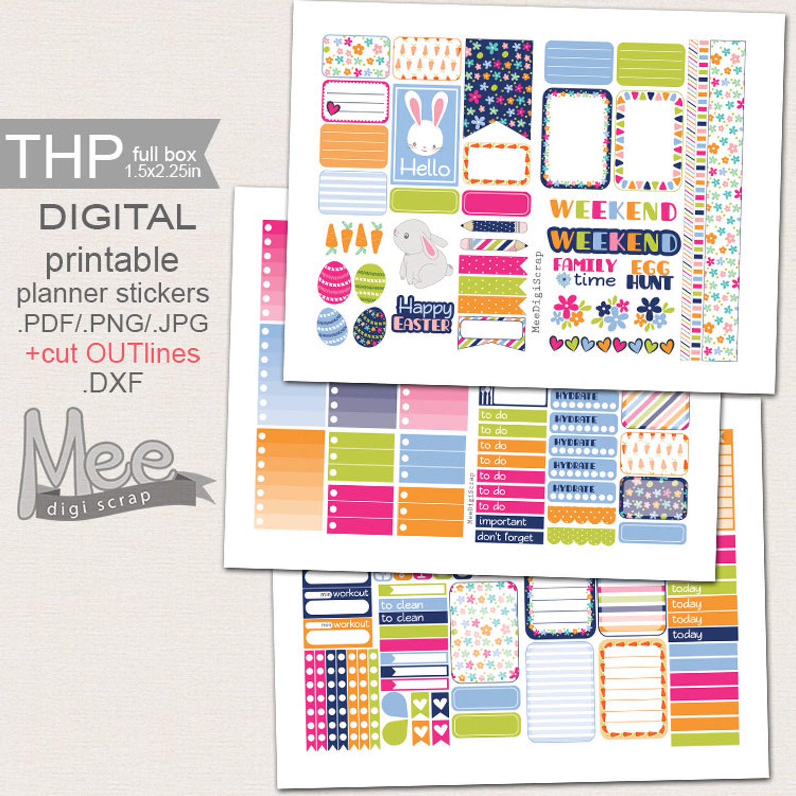 Easter Planner Stickers Printable for Happy Planner - Etsy