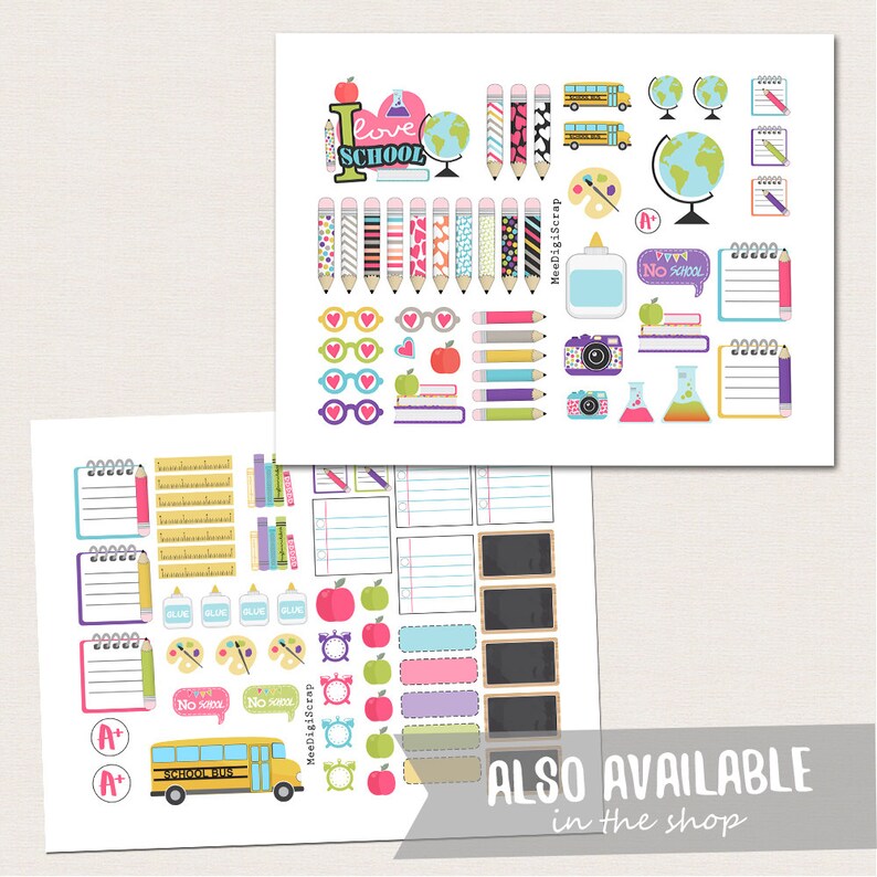 School Printable Planner Stickers for Eclpback to School - Etsy