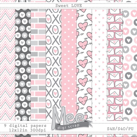 Sweet Love digital papersdigital scrapbooking | Etsy