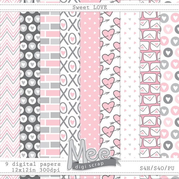 Digital Heart Papers - Etsy