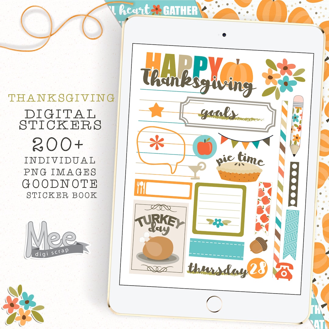 Thanksgiving Digital Stickers: 200+ PNG Images for Goodnotes (digital ...