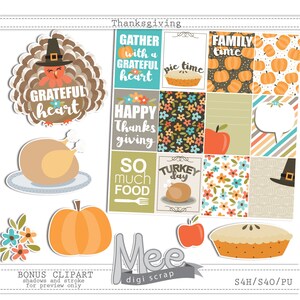 Thanksgiving Digital Papers and Clip Art,digital Scrapbook Kit,fall ...