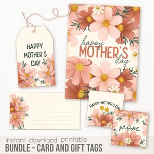 Happy Mother's Day Printable Card and Tags, Gift Packaging PDF ...