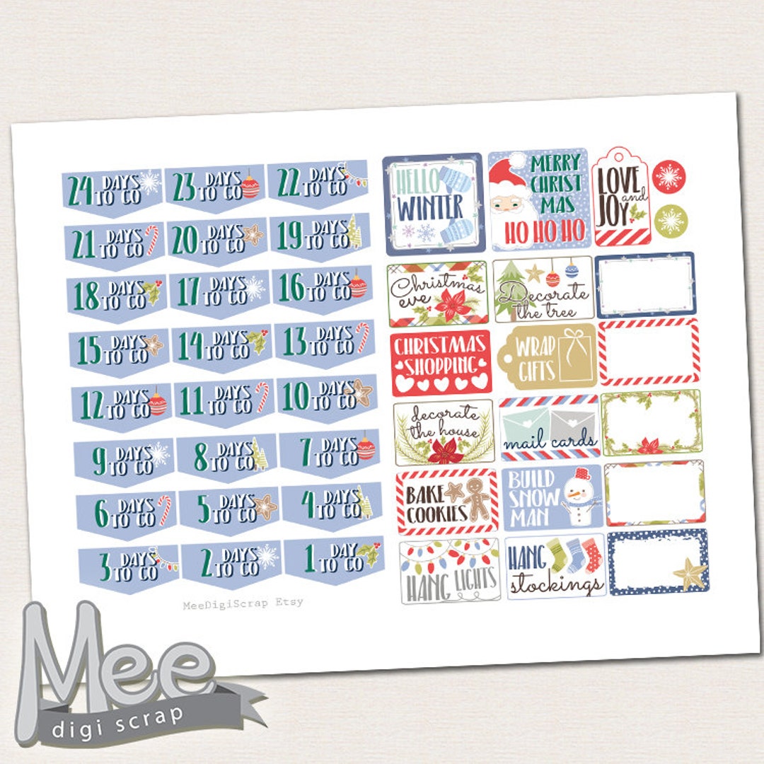 Christmas Bucket List Stickers,printable Christmas Countdown Planner ...